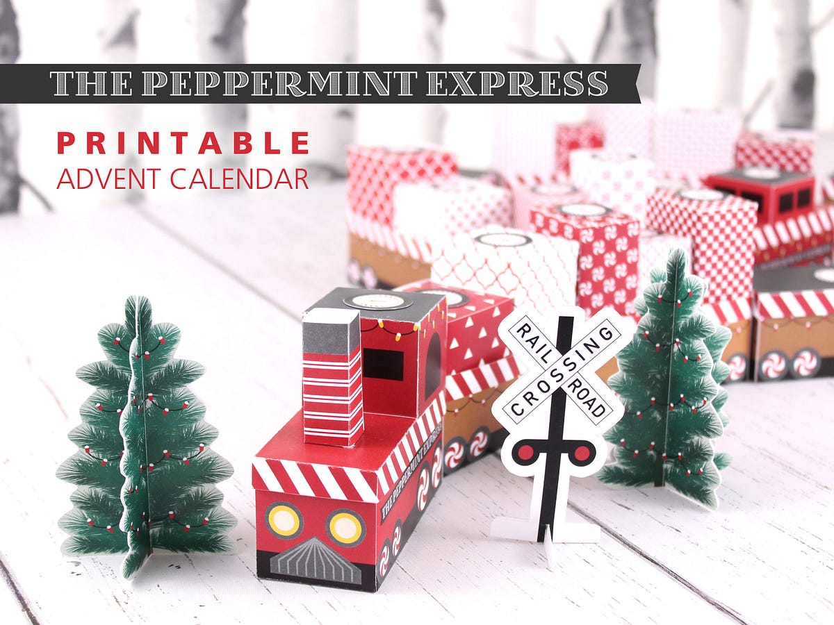 Printable Train Advent Calendar | “The Peppermint Express” Print and Make Countdown to Christmas ...