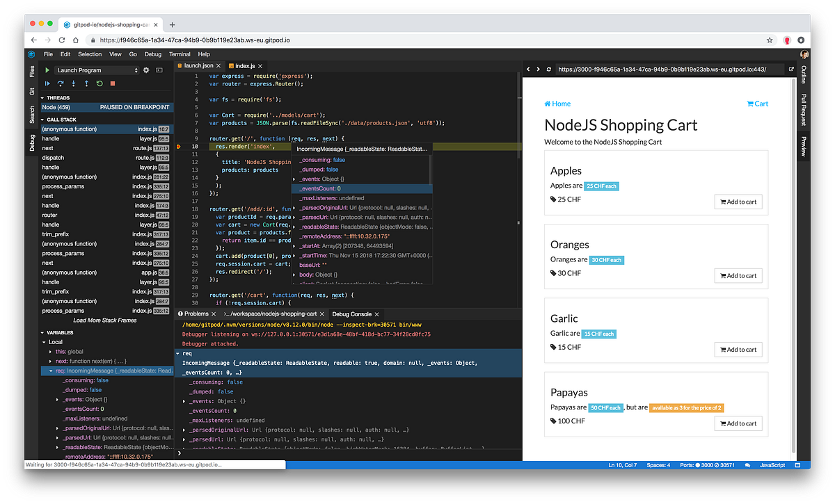 Debugging Node.js applications in Theia | by Anton Kosyakov | Gitpod ...
