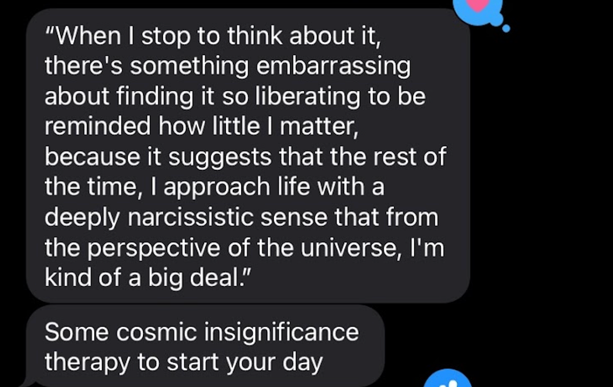 Cosmic Insignificance. This is a text from my friend Anna… | by Shayna ...