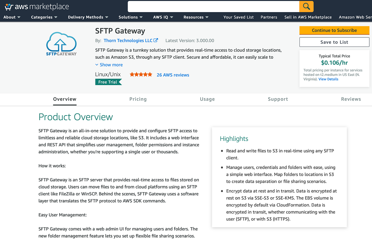 SFTP Gateway 3.0 now live on AWS Marketplace | by Thorn Technologies ...