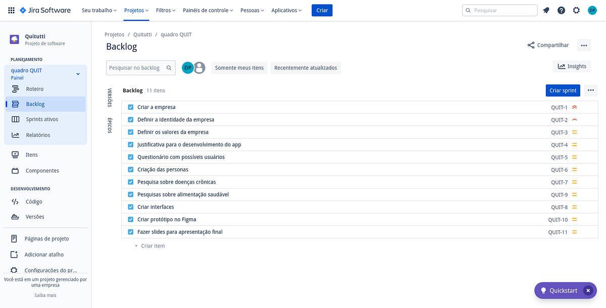 Backlog de produto e Sprints 1 e 2 | by Dóris Peres | Medium