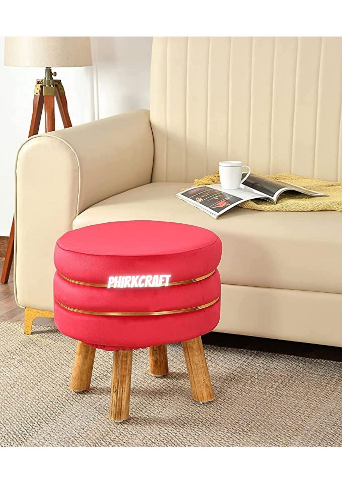 Elevate Your Living Room Ambiance with a Pink Ottoman Stool!🌸 - suraj ...