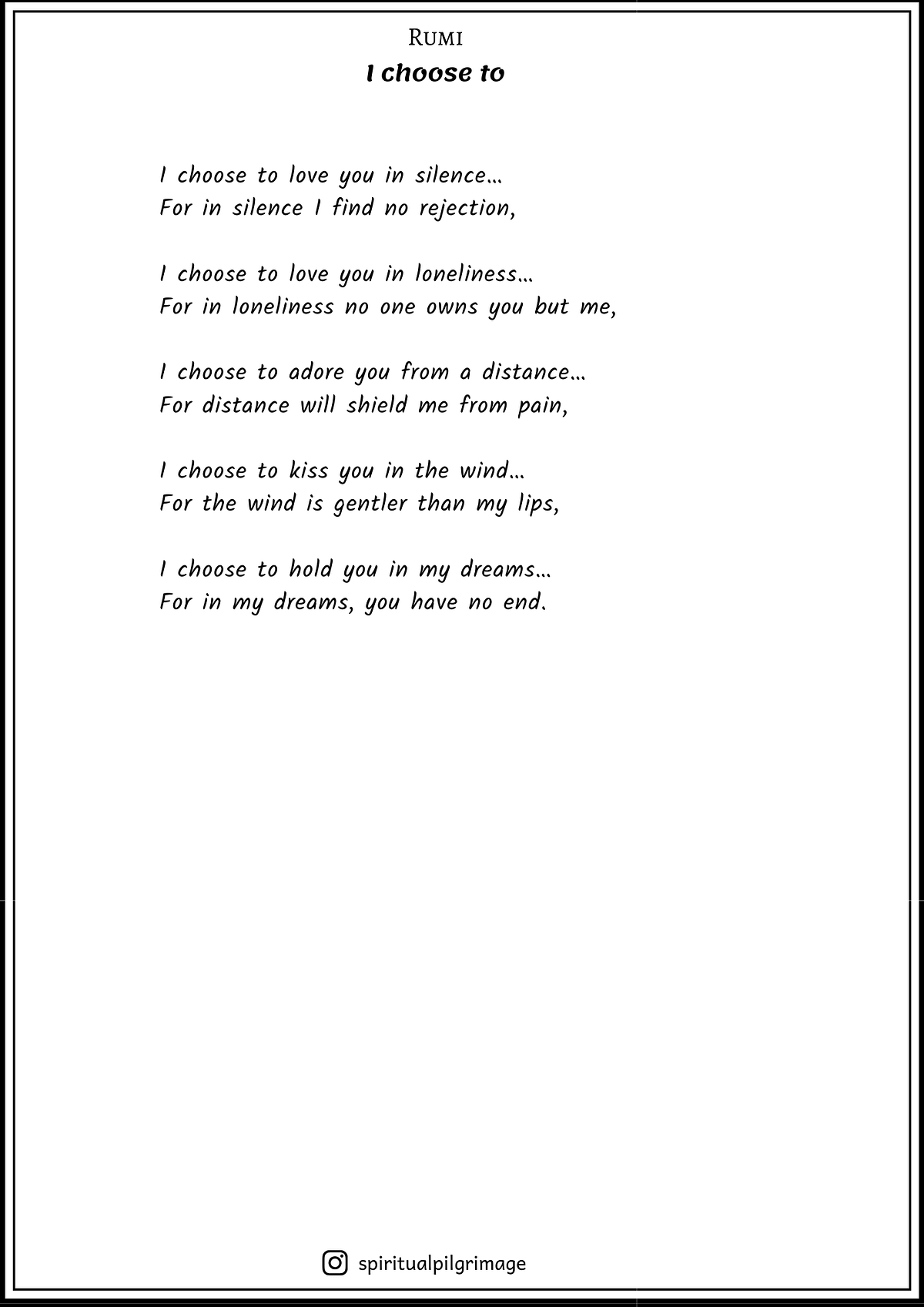 Mystical Poem #5 : I choose to ? By Rumi | by Spiritual Pilgrimage | Medium