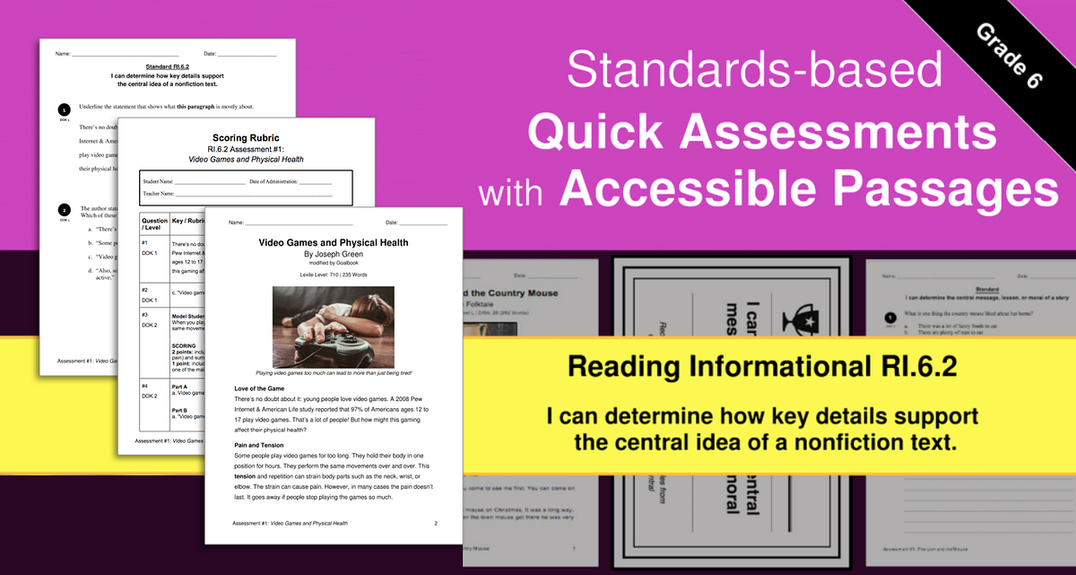 NEW Reading Quick Assessments with Accessible Passages for Grades 3–12 ...