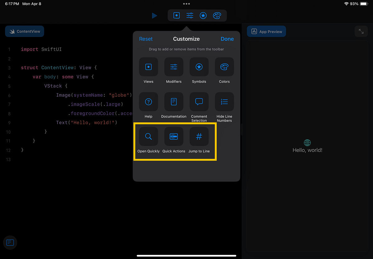 Swift Playgrounds 的 Open Quickly、Quick Actions、Jump to Line | by 彼得潘的 iOS App Neverland | 彼得潘的 ...