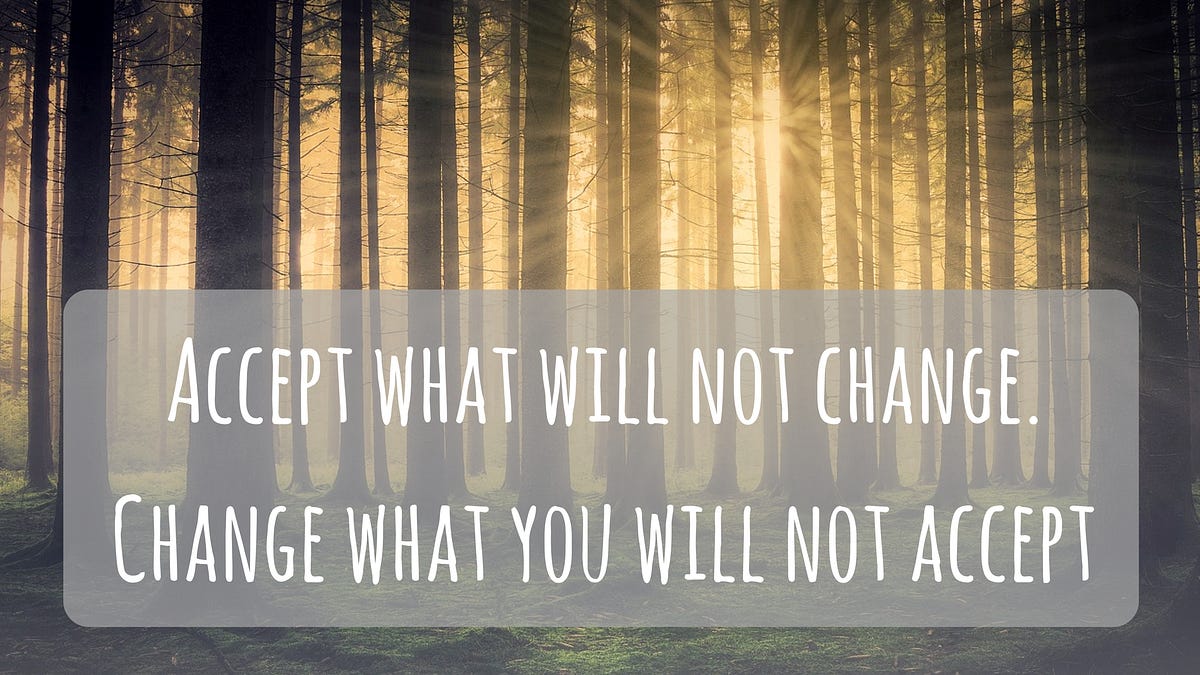 Accept What Will Not Change, Change What You Will Not Accept | by Kate ...