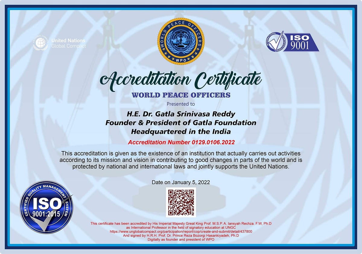 Accreditation from World Peace Officers. Thank you so much dear ...