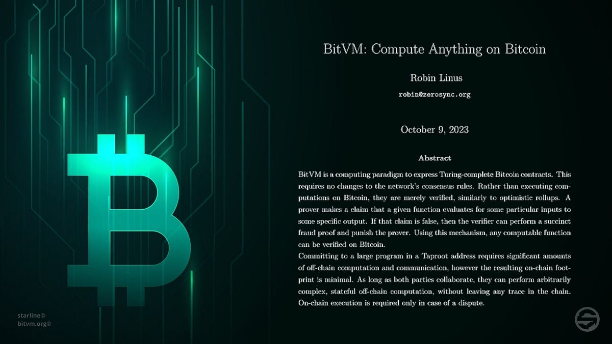 A look back at Robin Linus’ BitVM proposal | by Satolix.io | Medium