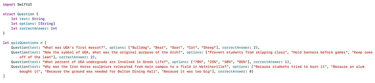 Native App Final Project: UGA Trivia | by Carson Mcafee | Dec, 2024 | Medium