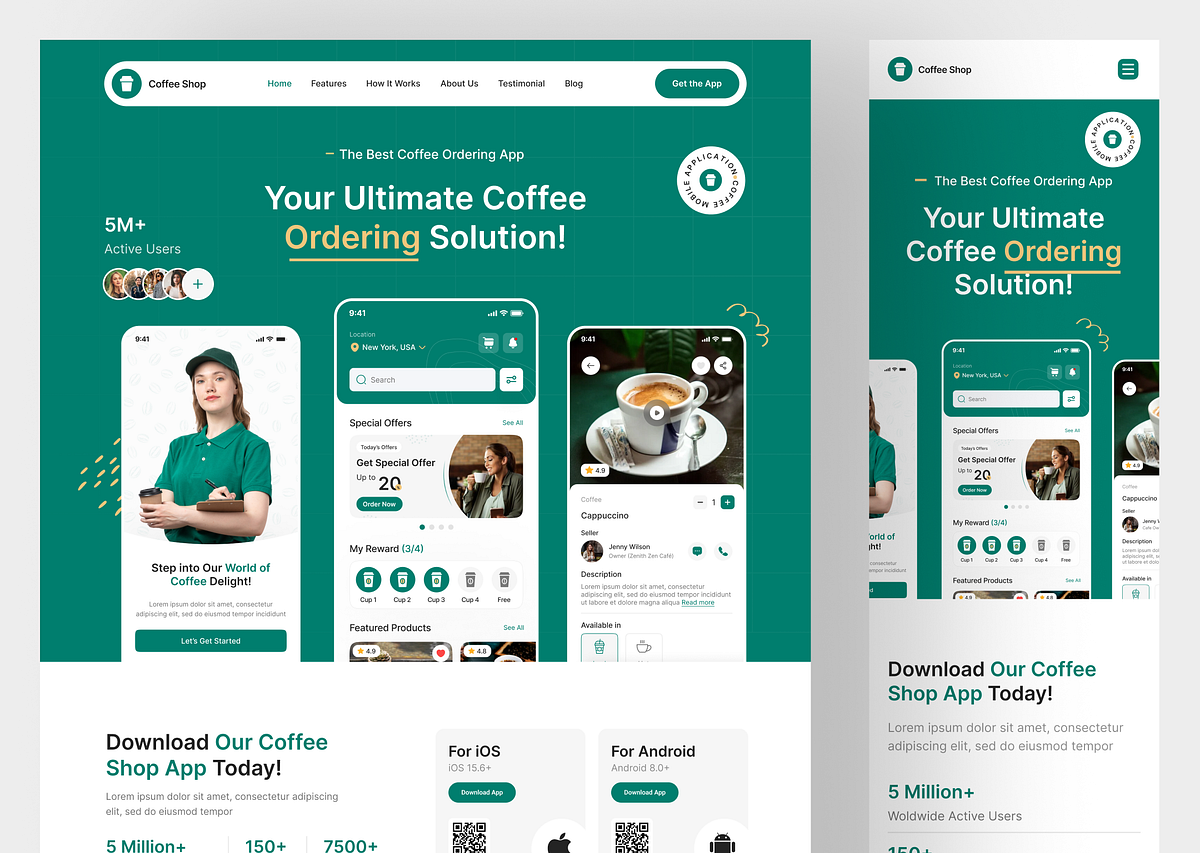 Coffee Shop App Landing Page UIUX Design | Figma - Insightlancer - Medium