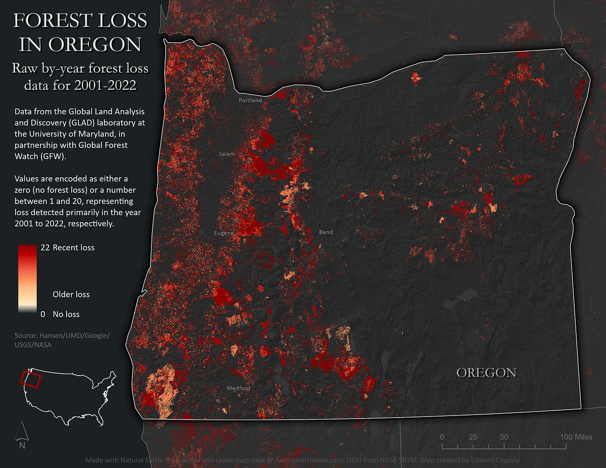 Map: Forest Loss in Oregon. Forest loss, often driven by… | by Ed in ...