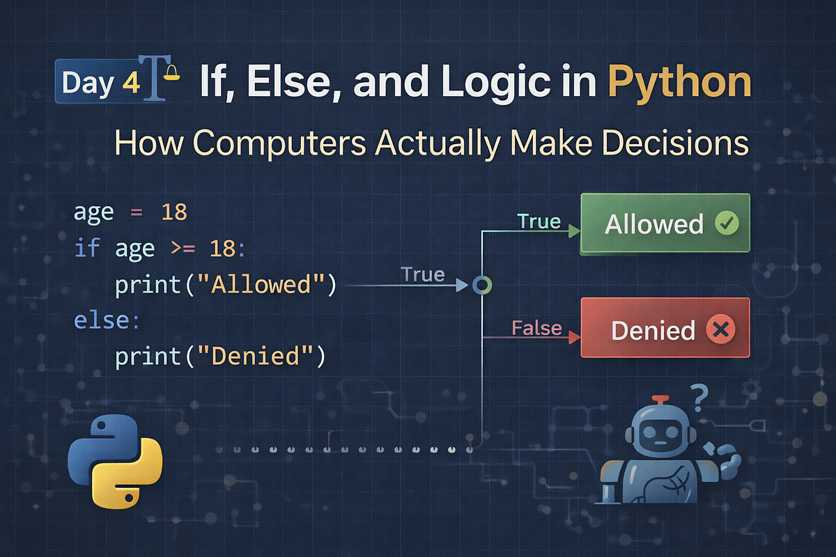 Day 4️⃣ — ⚖️ If, Else, and Logic in Python, How Computers Actually Make Decisions | by Shahnawaz ...