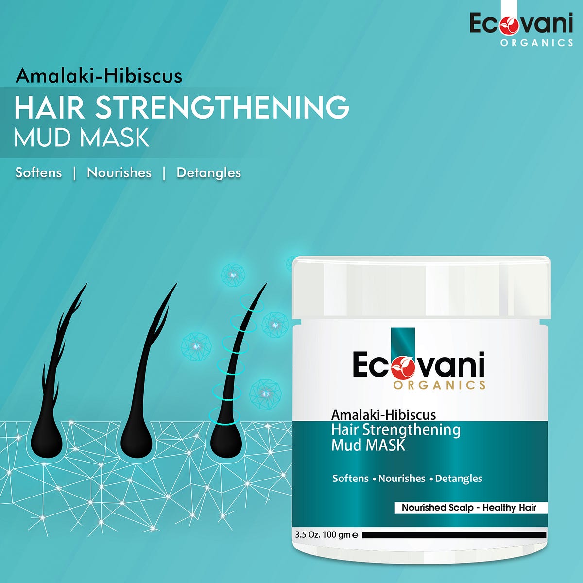 Nourish your hair with Amalaki-Hibiscus Hair mud mask by Ecovani Organics - ecovani organic - Medium