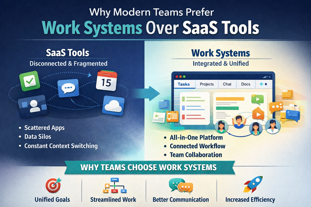 Why Modern Teams Prefer Work Systems Over SaaS Tools | by WorkElate ...