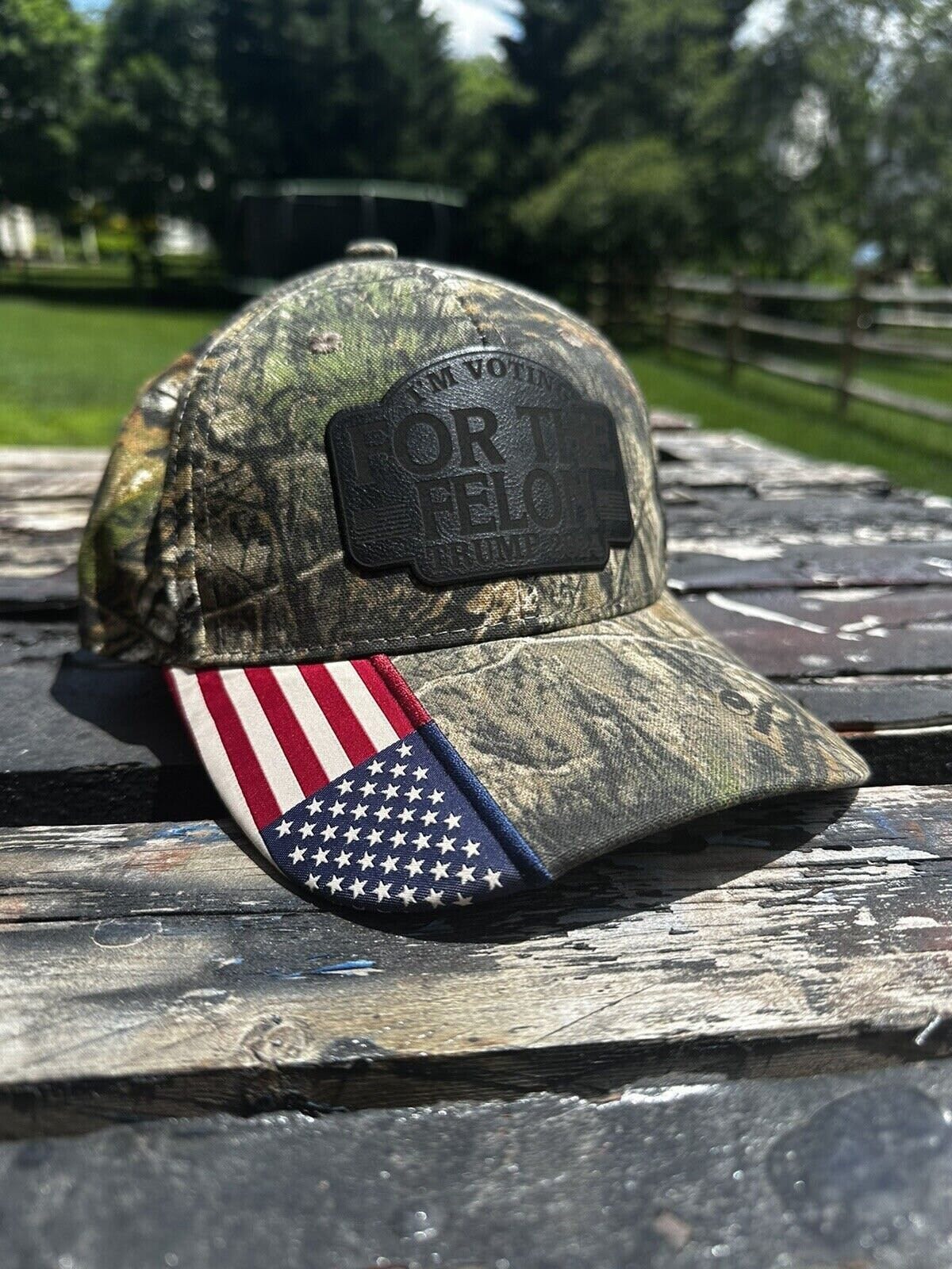Free Trump 2024 hat — voting for felon 2024 mossy oak black leather ...