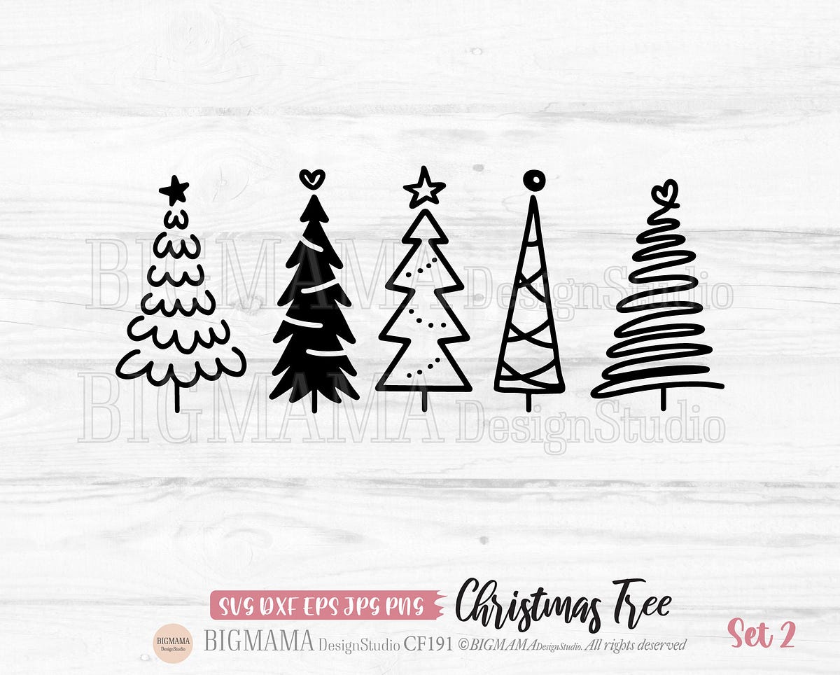 Christmas Tree SVG,Pine Tree,Christmas Svg bundle,Hand Drawn,Xmas,DXF ...