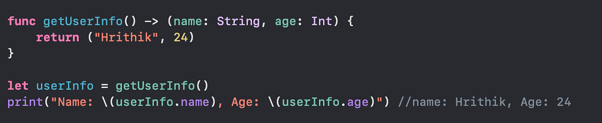 Tuple in Swift iOS?. Tuple Definition: | by TecGoiOSDev | May, 2024 | Medium