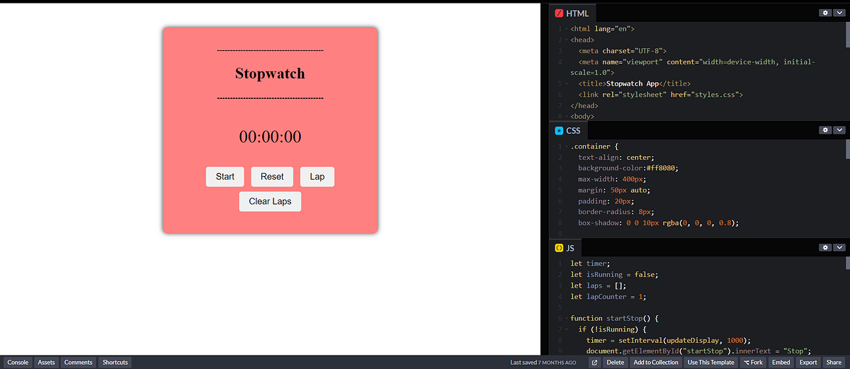 Stop Watch Using Html Css Javascript By Abanusara Aug 2024 Medium