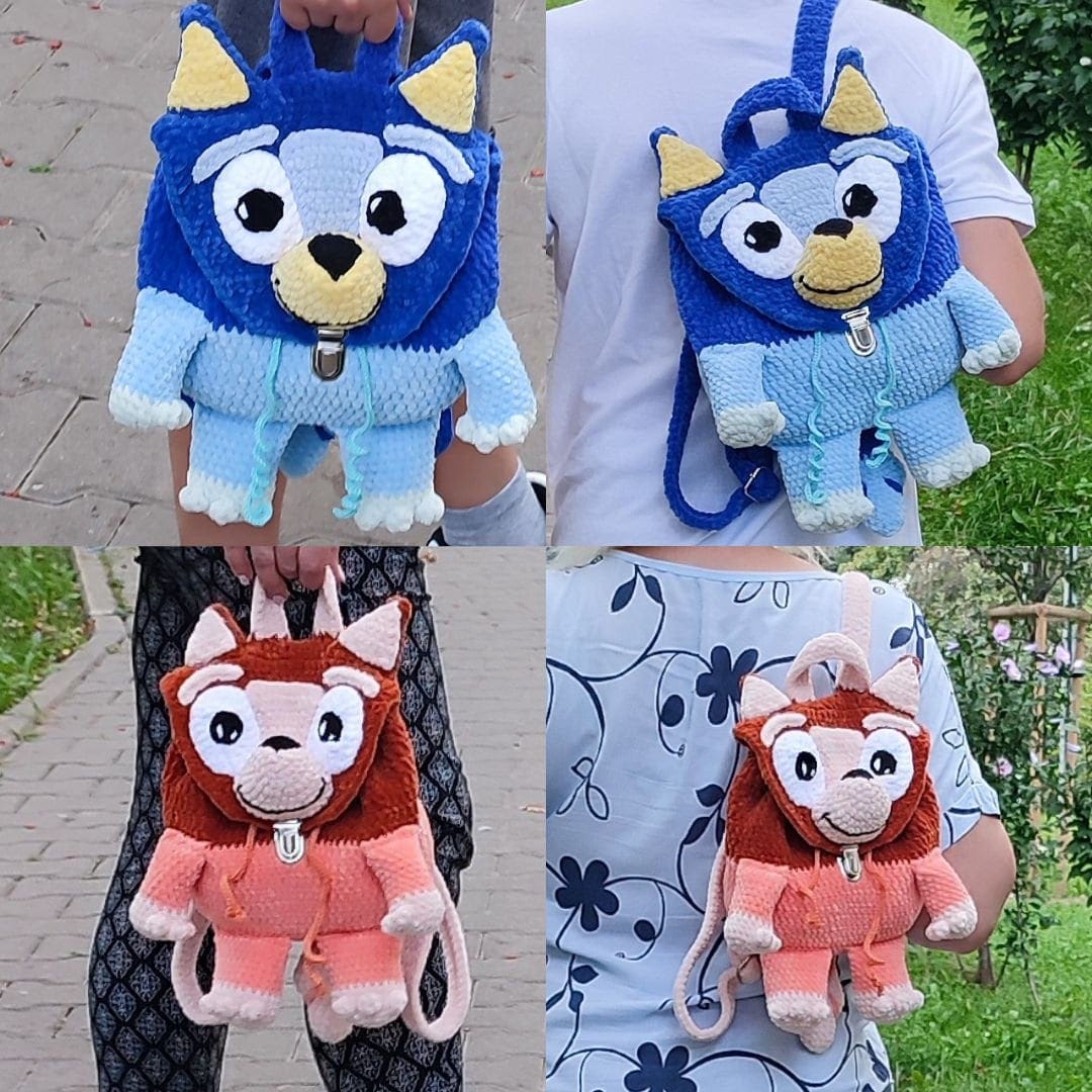 2 Bluey and Bingo backpack crochet pattern, puppy dog, 2 Cartoon ...