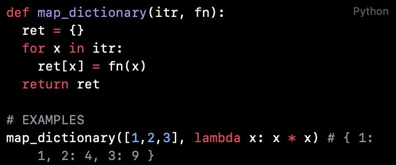 Python代码阅读（第26篇）：将列表映射成字典 本篇阅读的代码使用提供的映射函数，将传入的列表映射成字典。 By Felix Medium