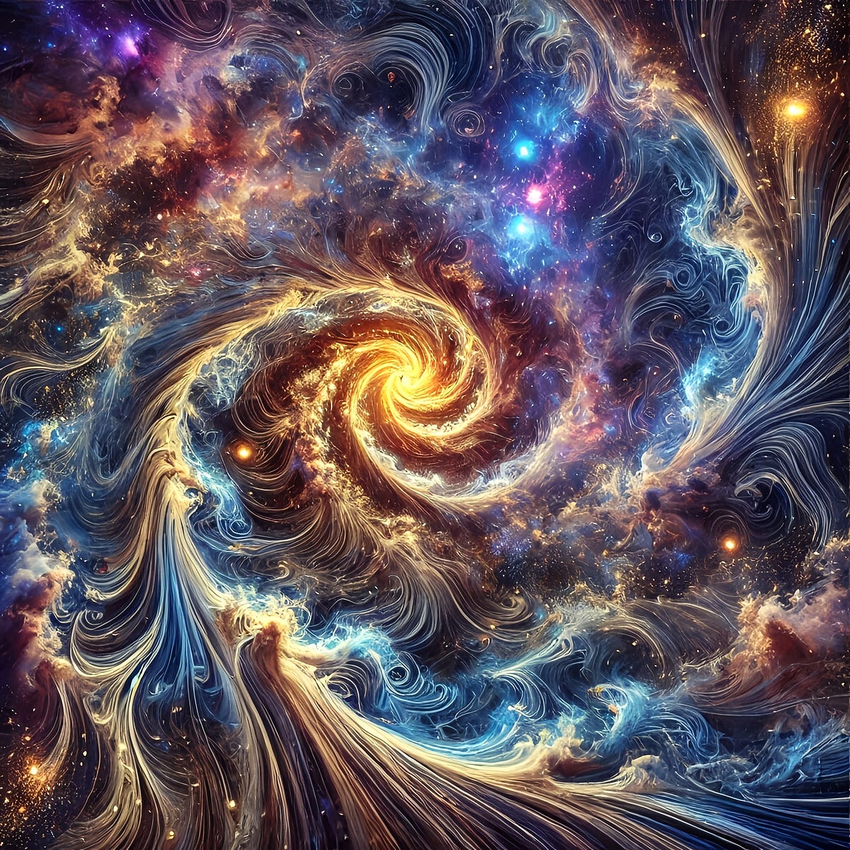 Cosmic Murmur Swirls of light twist through shadowed space, A storm of ...
