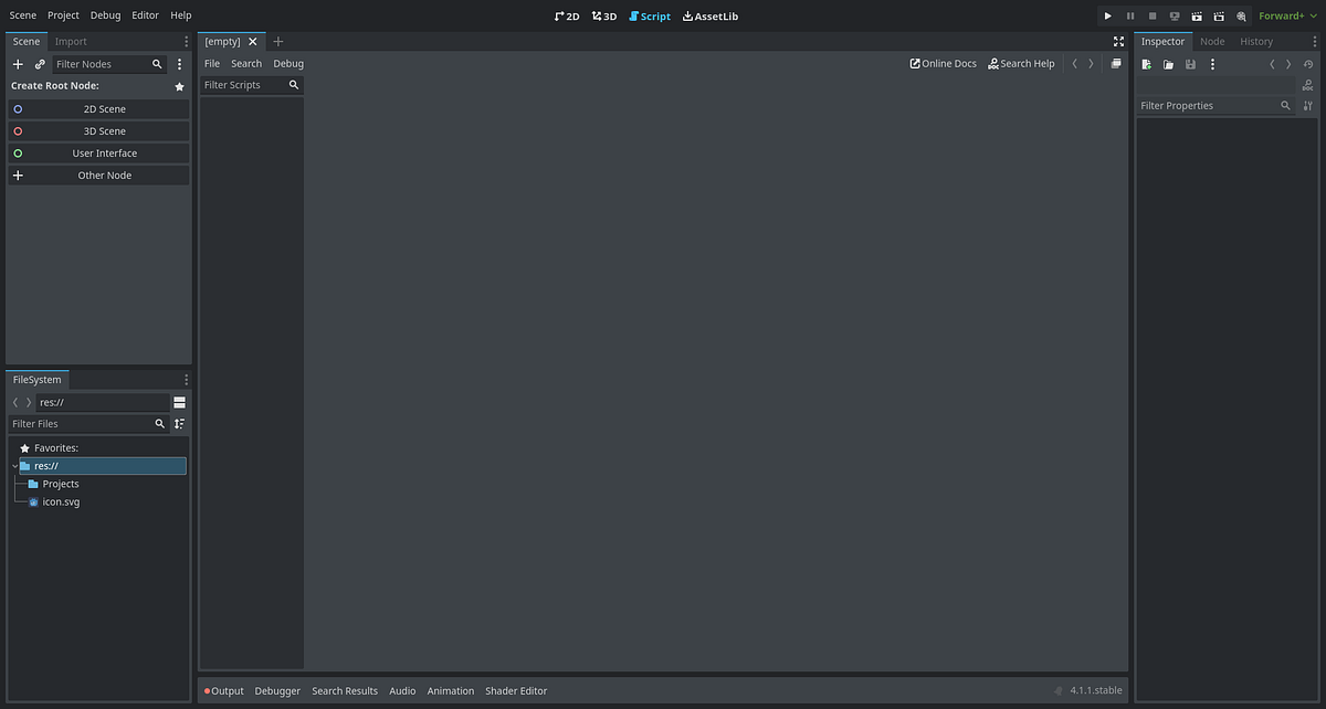 Godot Editor. After the first look at the engine, it… | by Timothy ...