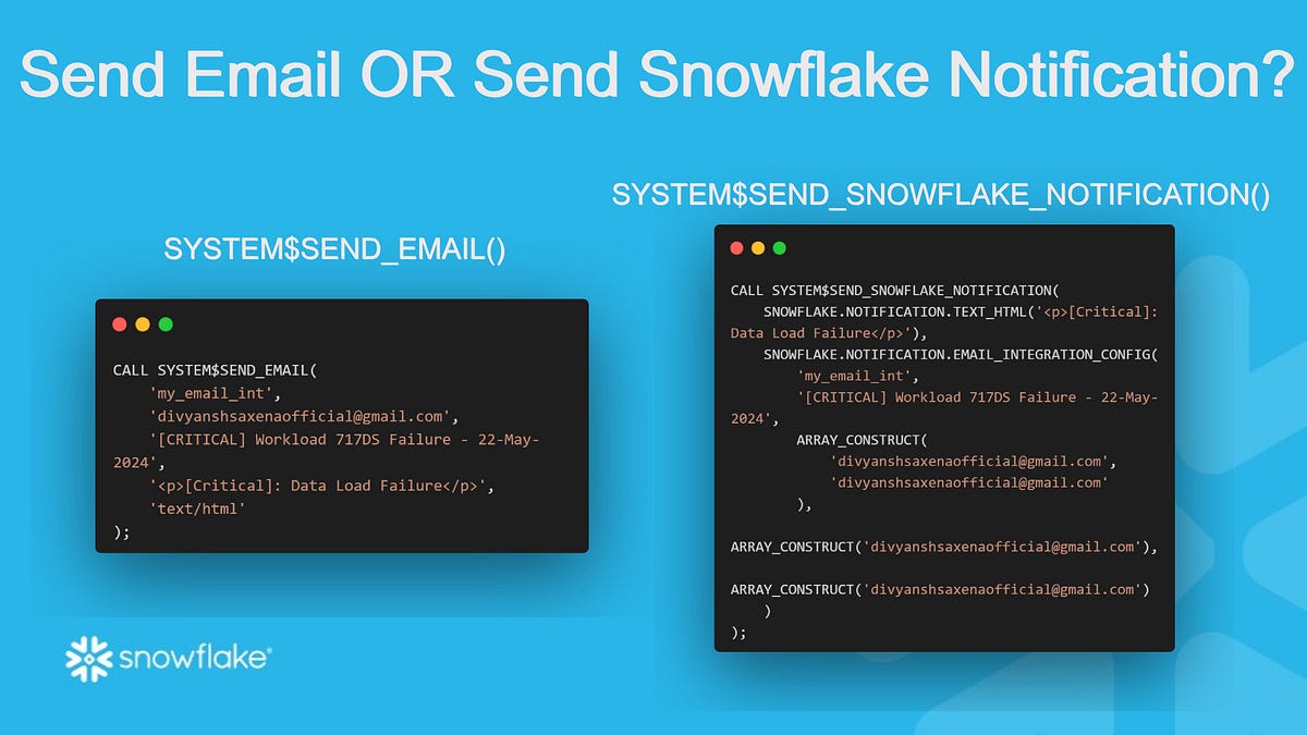 [2024] Send Email OR Send Snowflake Notification? Let’s Decode | by Divyansh Saxena | Snowflake ...
