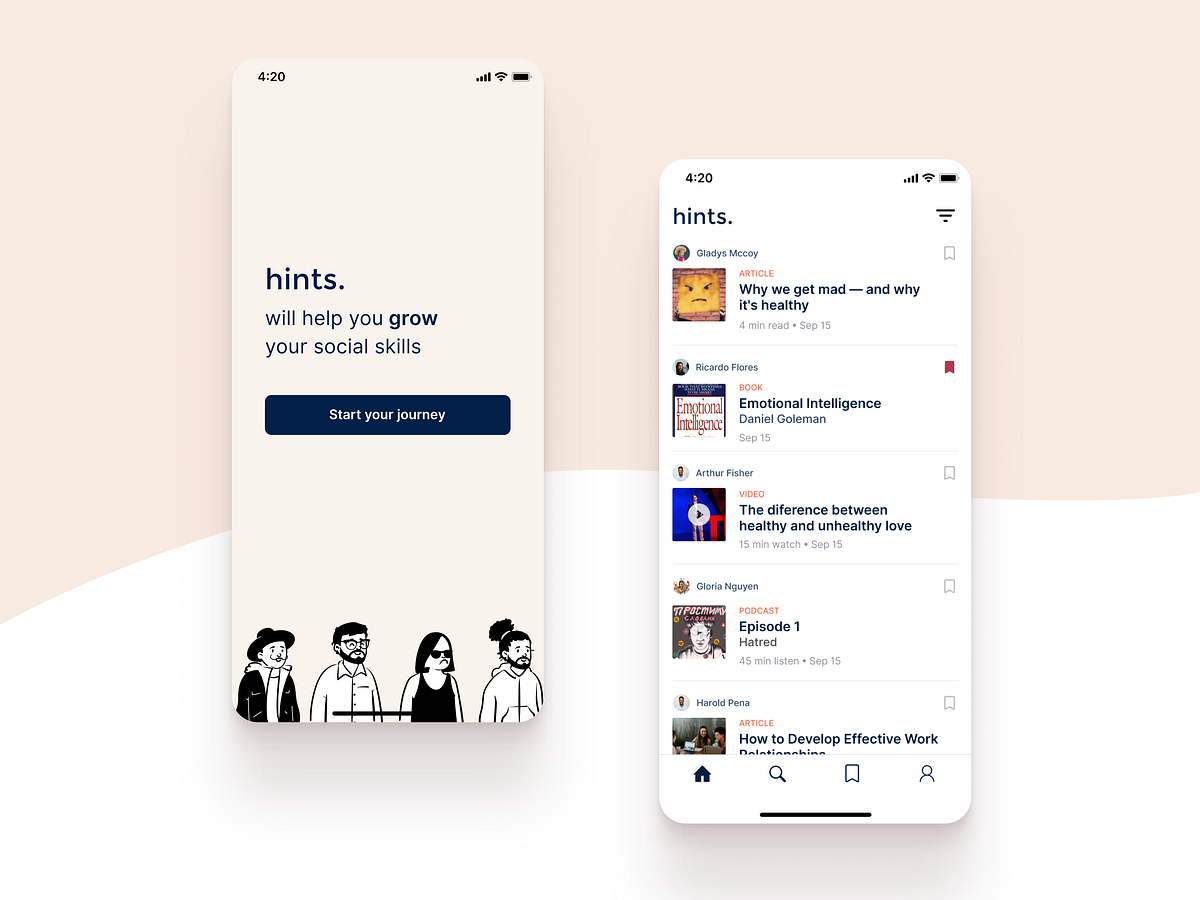 Hints: an app that cares about your mental health — UI/UX case study ...