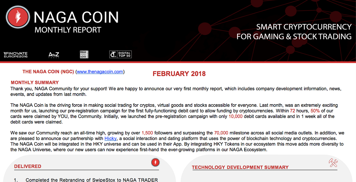 The NAGA Coin — Monthly Report (February 2018) | by NAGA - Social Trading Platform | Medium