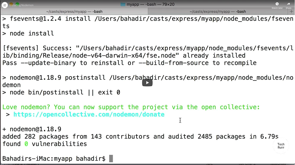 11 — Installing Nodemon. Learn how to install Nodemon for your… | by Bahadir Balban | Tech Buzz ...