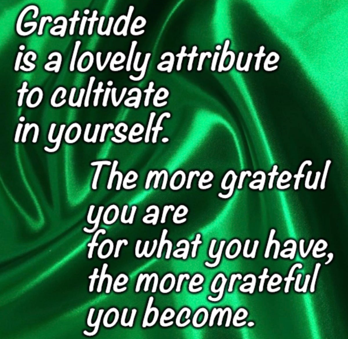 Gratitude is a lovely attribute to cultivate in yourself. The more ...