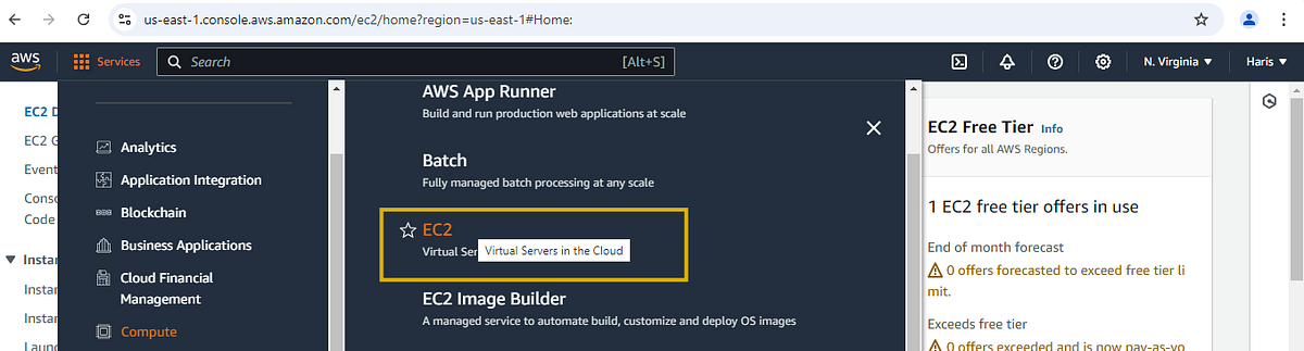 Launch the VM — AWS Cloud Console | by Hari | Medium
