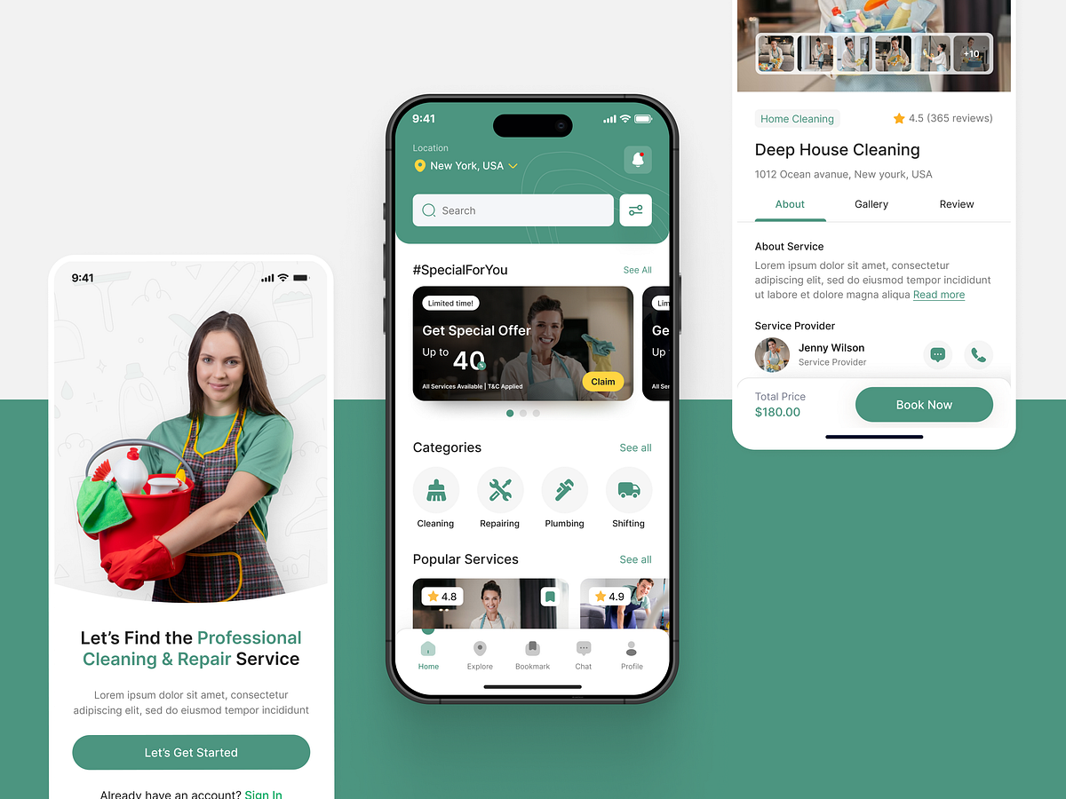 Home Cleaning Service Mobile App UIUX Design Figma | by Insightlancer ...