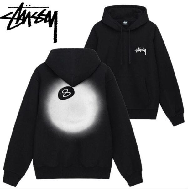 Stussy 8ball Embroidered Hoodie Black