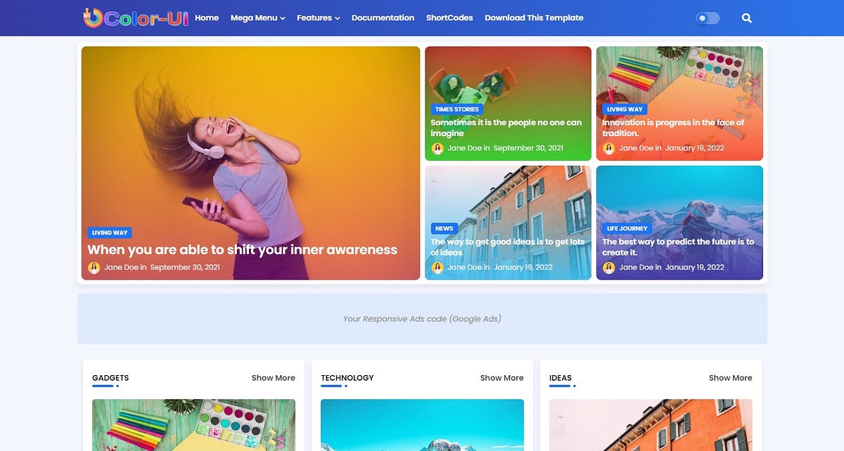 ColorUI Ads Ready Blogger Template - bwptheme.net - Medium