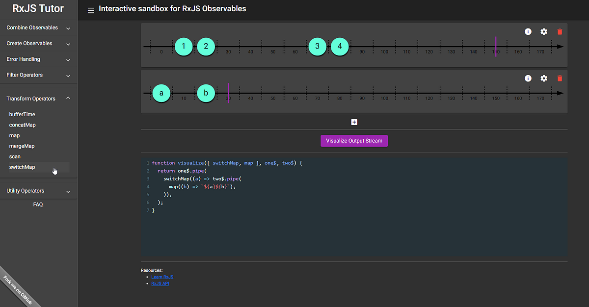 Introducing RxTutor. An interactive sandbox for RxJS… | by Logan Page | Medium