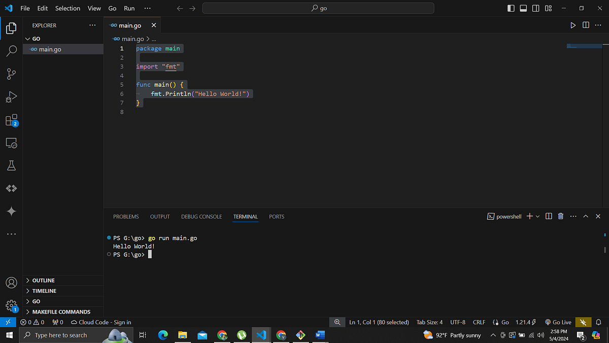 Start Go lang with “Hello World!” | by Denuwan Kalubowila | May, 2024 | Medium