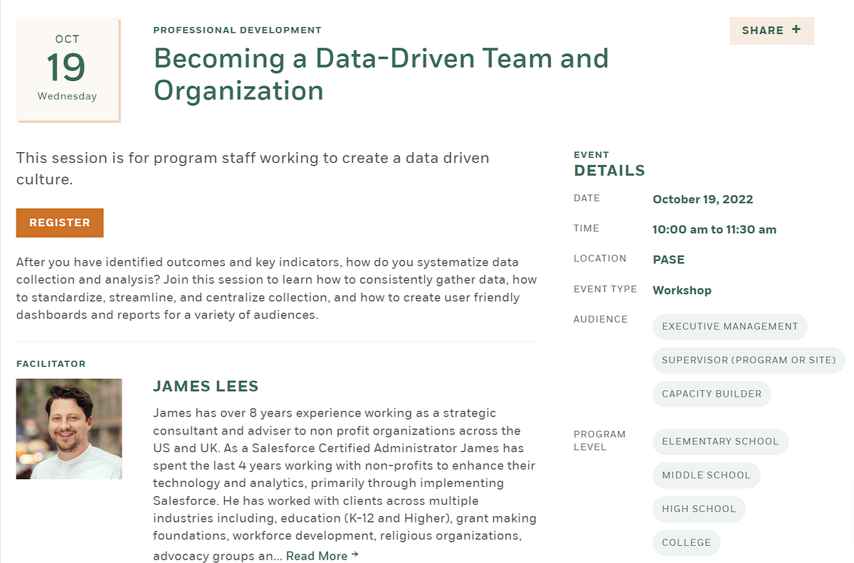 Professional Development: Becoming Data-Driven — 10/19 - NeON Works ...