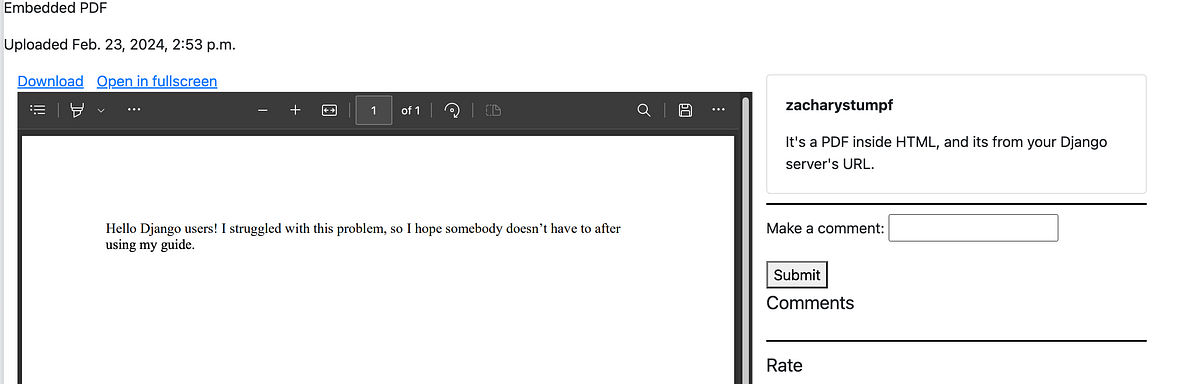 Django: Embed PDF from Database/File Storage in HTML | by Zach Stumpf ...