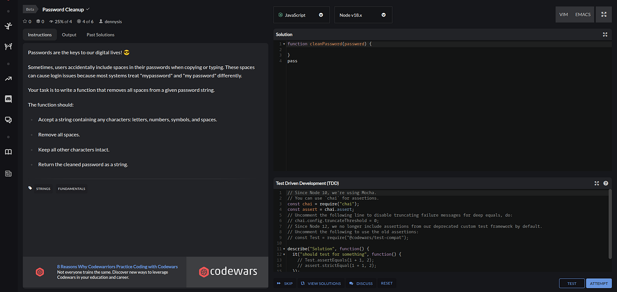 🚀 My First Codewars Kata: Crafting the “Password Cleanup” Challenge (and How You Can Make One ...