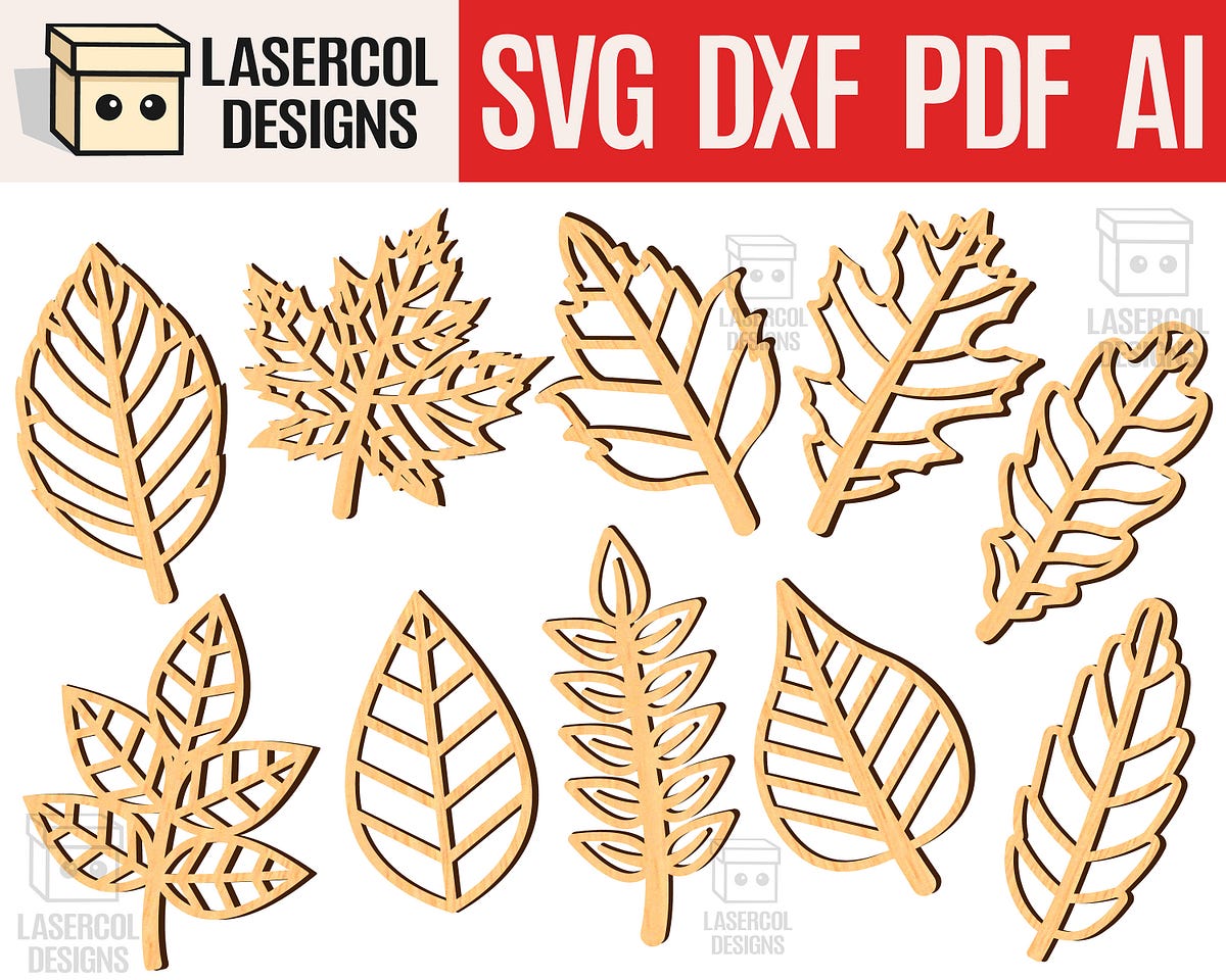 Leaves Cut Outs — Laser Cut Files — SVG+DXF+PDF+Ai — Glowforge Files ...