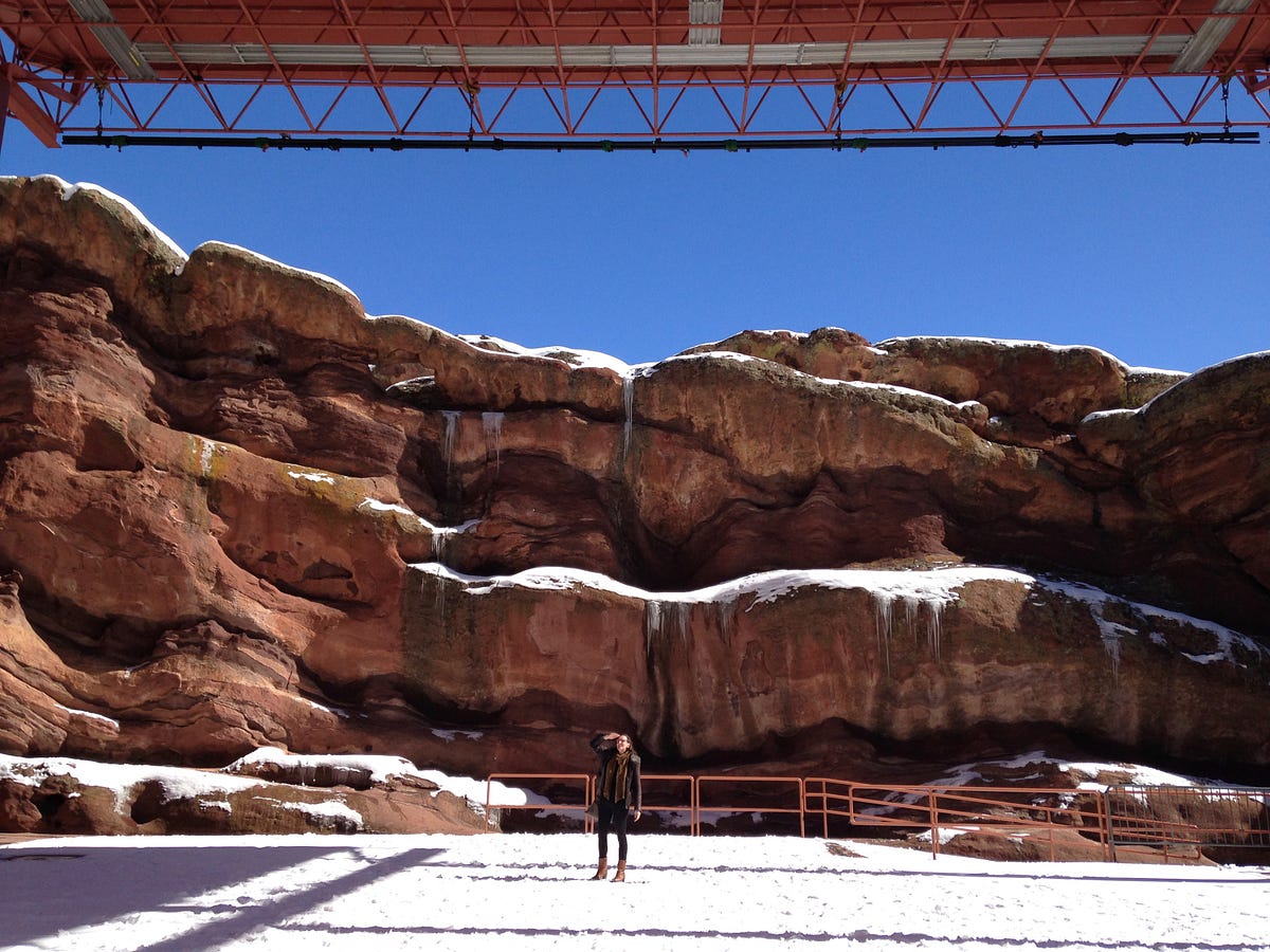 Snowy Red Rocks Amphitheater Visit | Six Word Photo Story Challenge