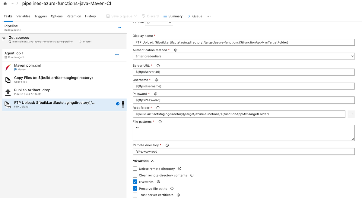 Deployment of Azure Functions written in Java using the ftps task of Azure Pipelines | by ...