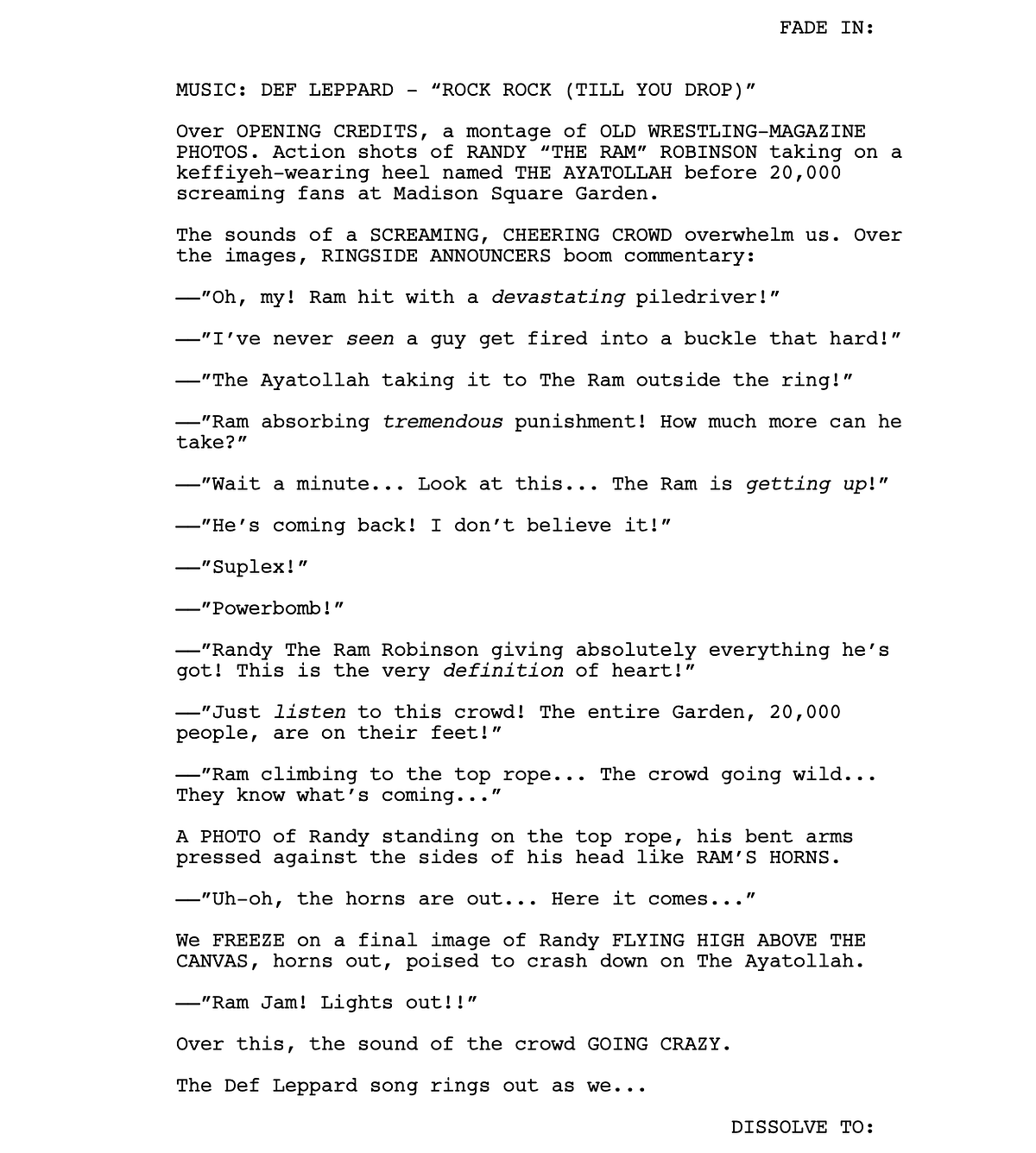 Page One: “The Wrestler” (2008) - Go Into The Story