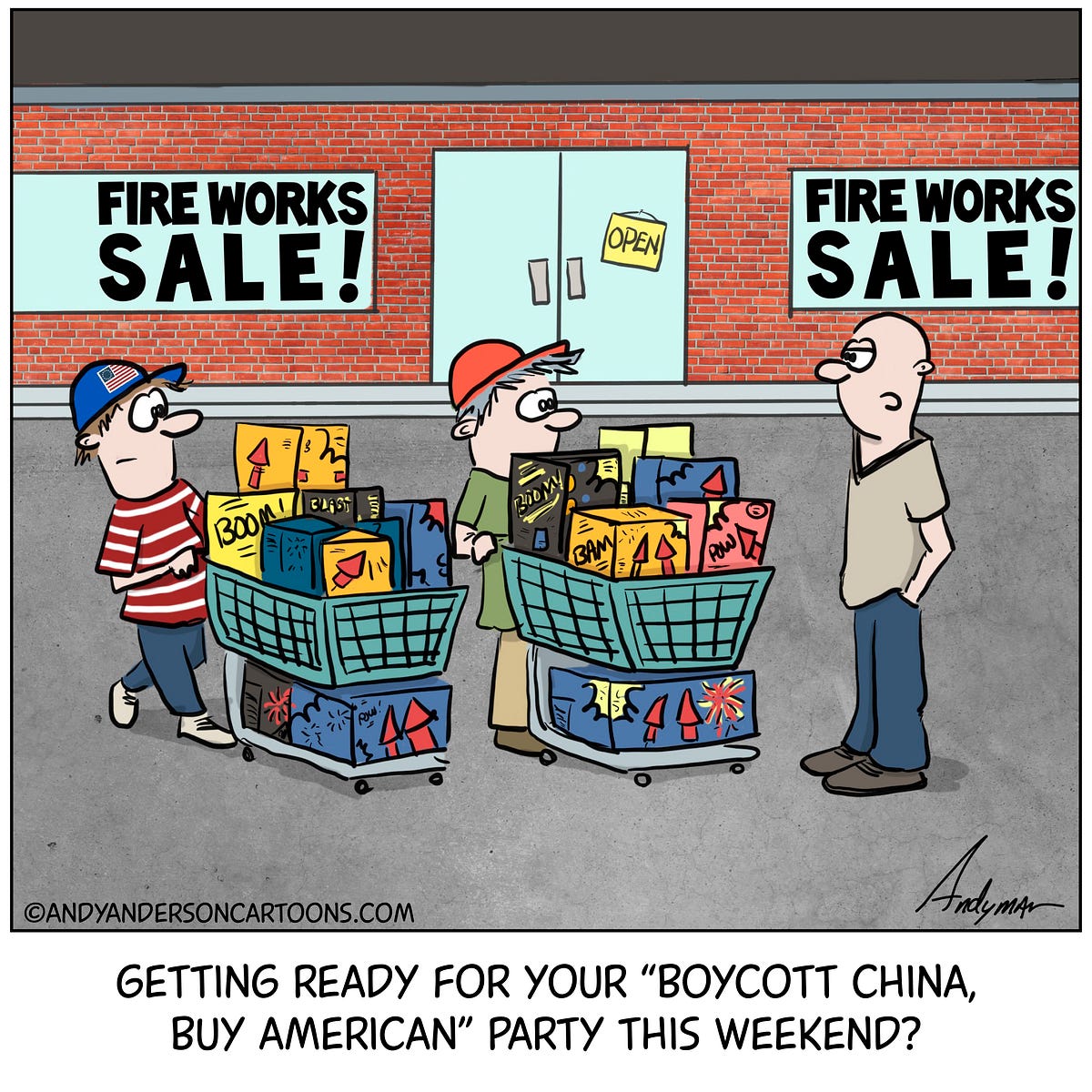 Cartoon about boycotting China - kinda. | Andy Anderson Cartoons
