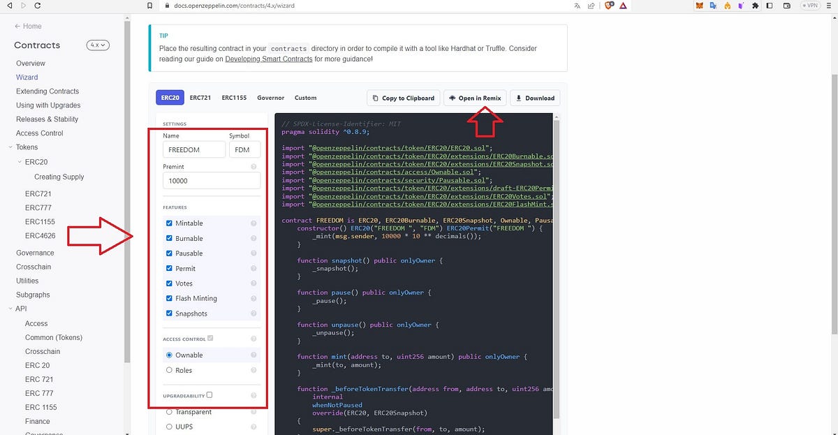 How To Deploy Contract Wb Network With Library Openzeppelin Remix And