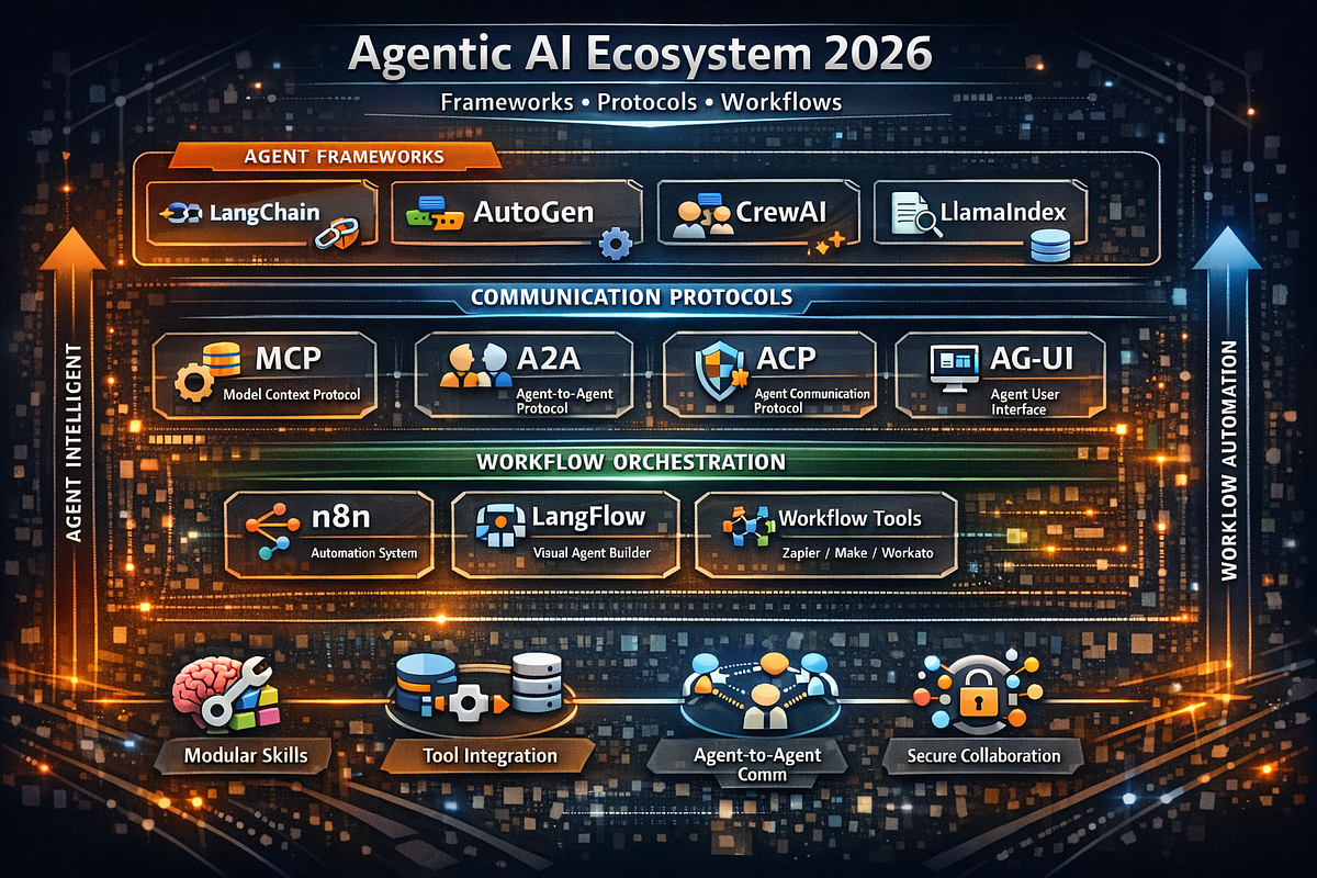 🌐 Agentic AI Ecosystem (2026): Protocols, Frameworks, and Workflow ...