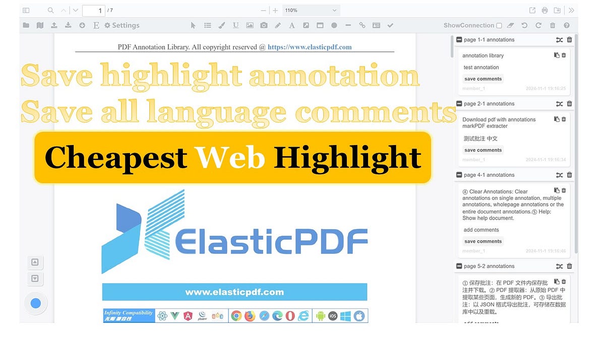 How to save annotation comments based on pdf.js? Save English/Non-english, all language comments ...