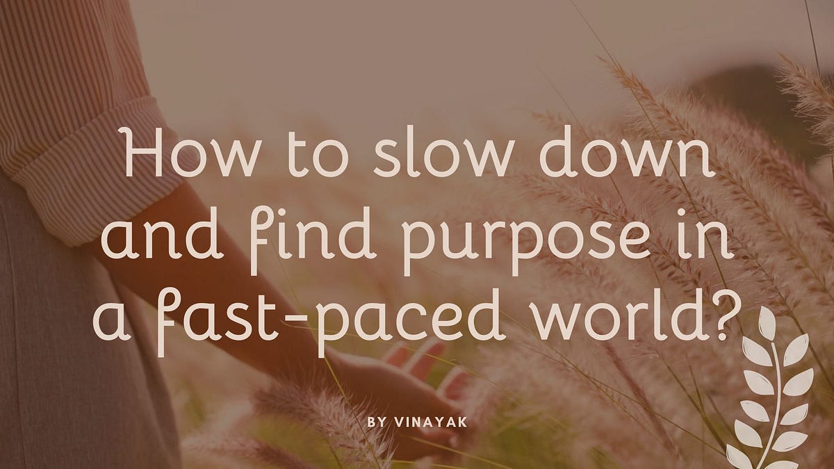How to slow down and find purpose in a fast-paced world? | by Vinayak ...