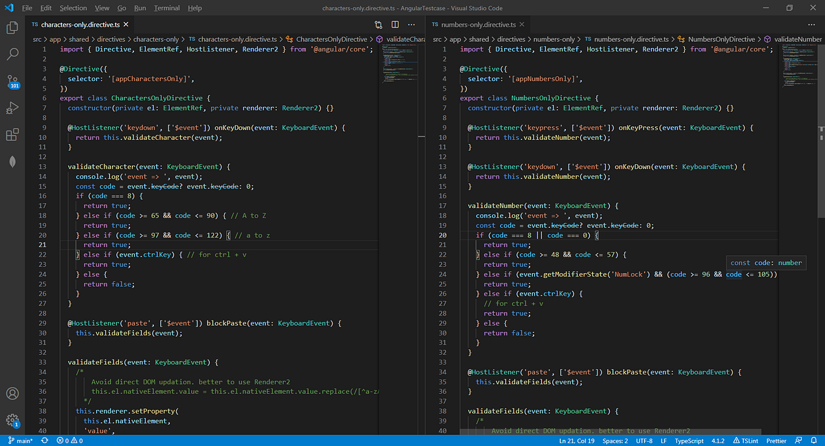 Angular Testcase -Characters & Numbers only directives | by Piyali Das ...